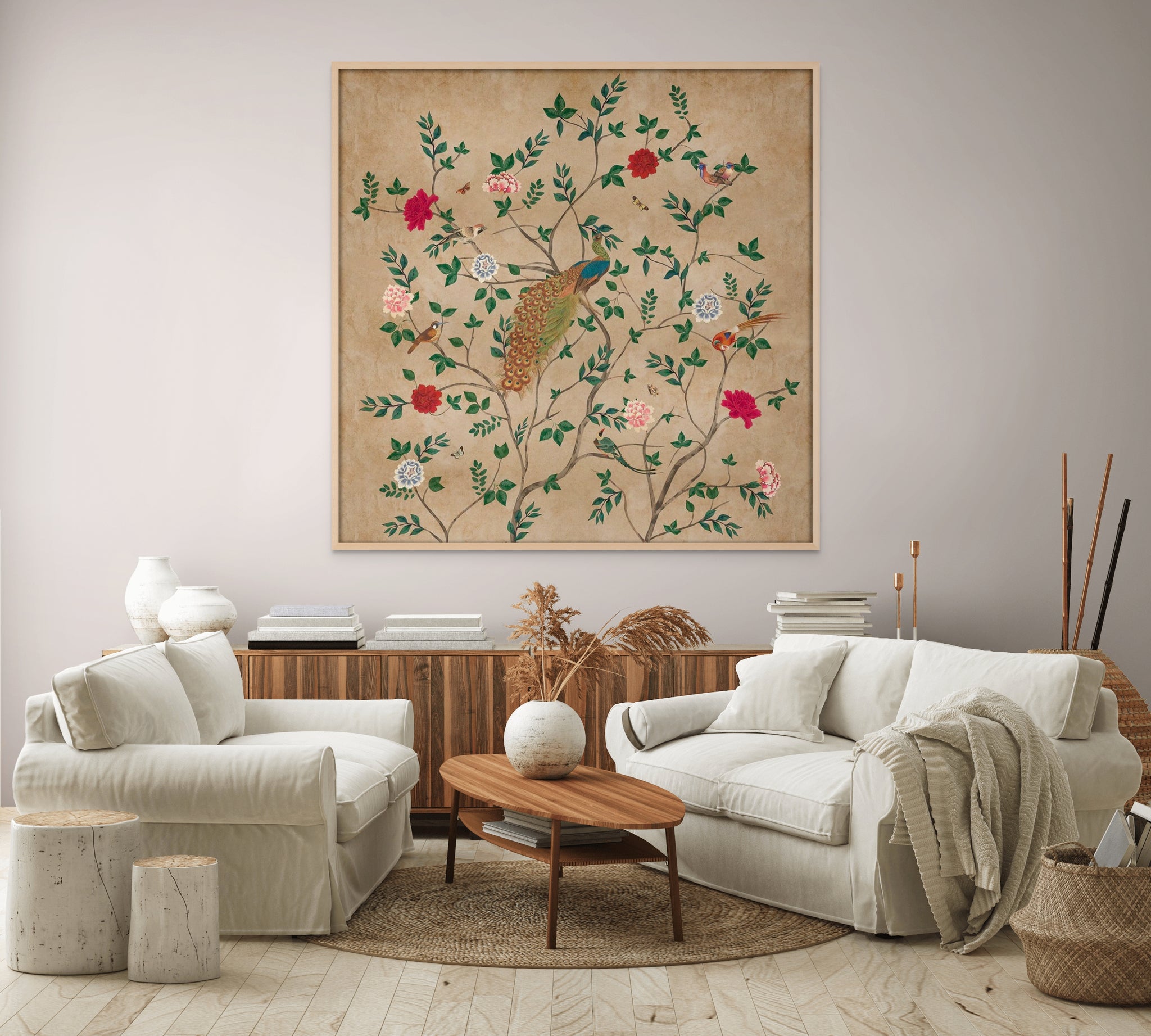 Pakhi Wallpaper | Elegant Indian Art for Your Walls