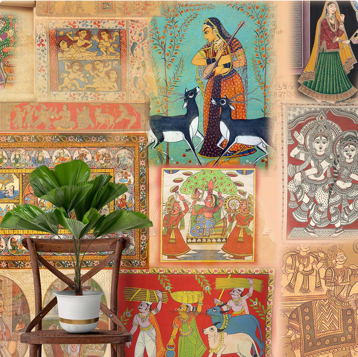 Folk Art' Wallpaper | Vibrant & Traditional Wall Decor